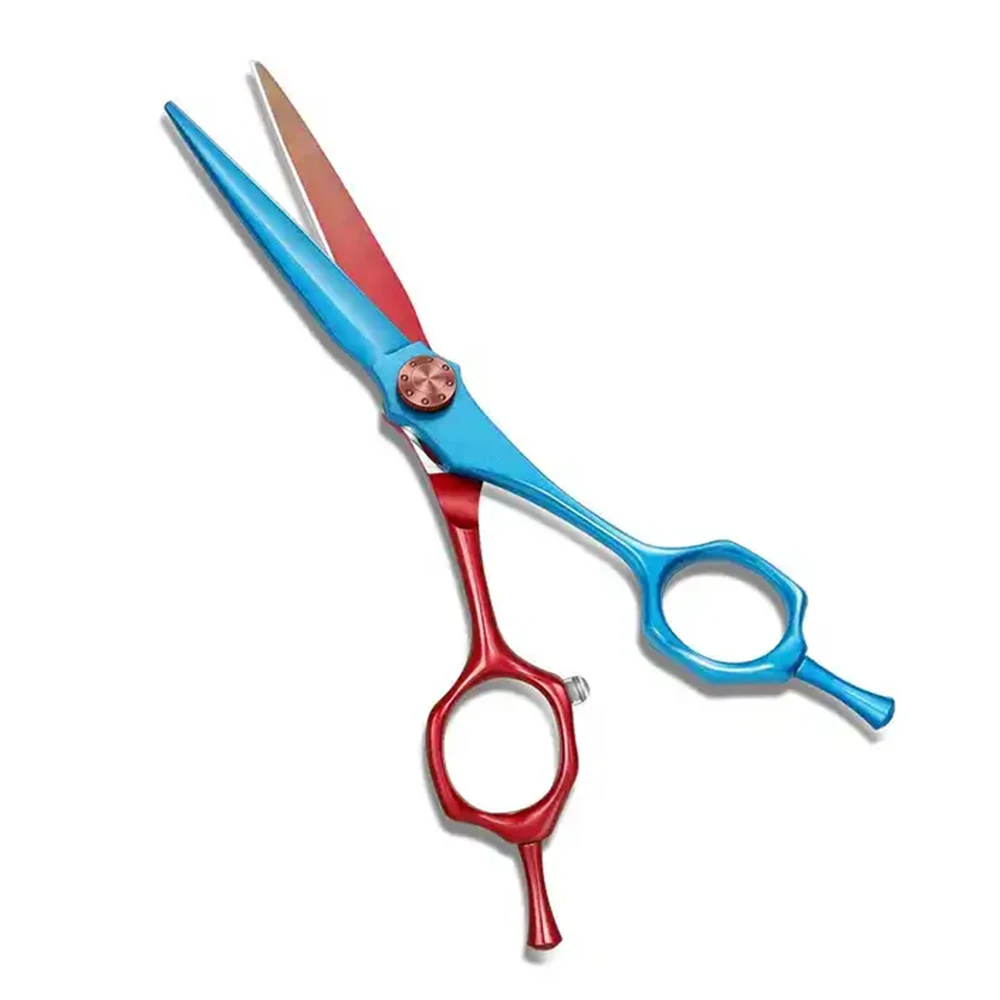 Sky Blue And Red Color Barber Hair Scissors Stainless Steel Hair ...
