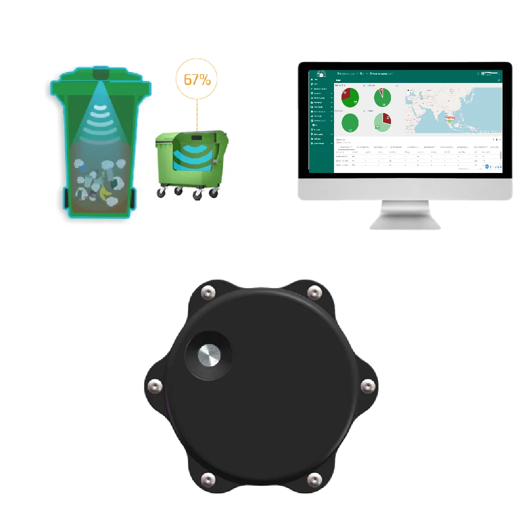 Df703 Nb-iot Lorawan Sigfox 4g Cat-m Wireless Ultrasonic Garbage Bin Sensor Trash Bin Fill ...