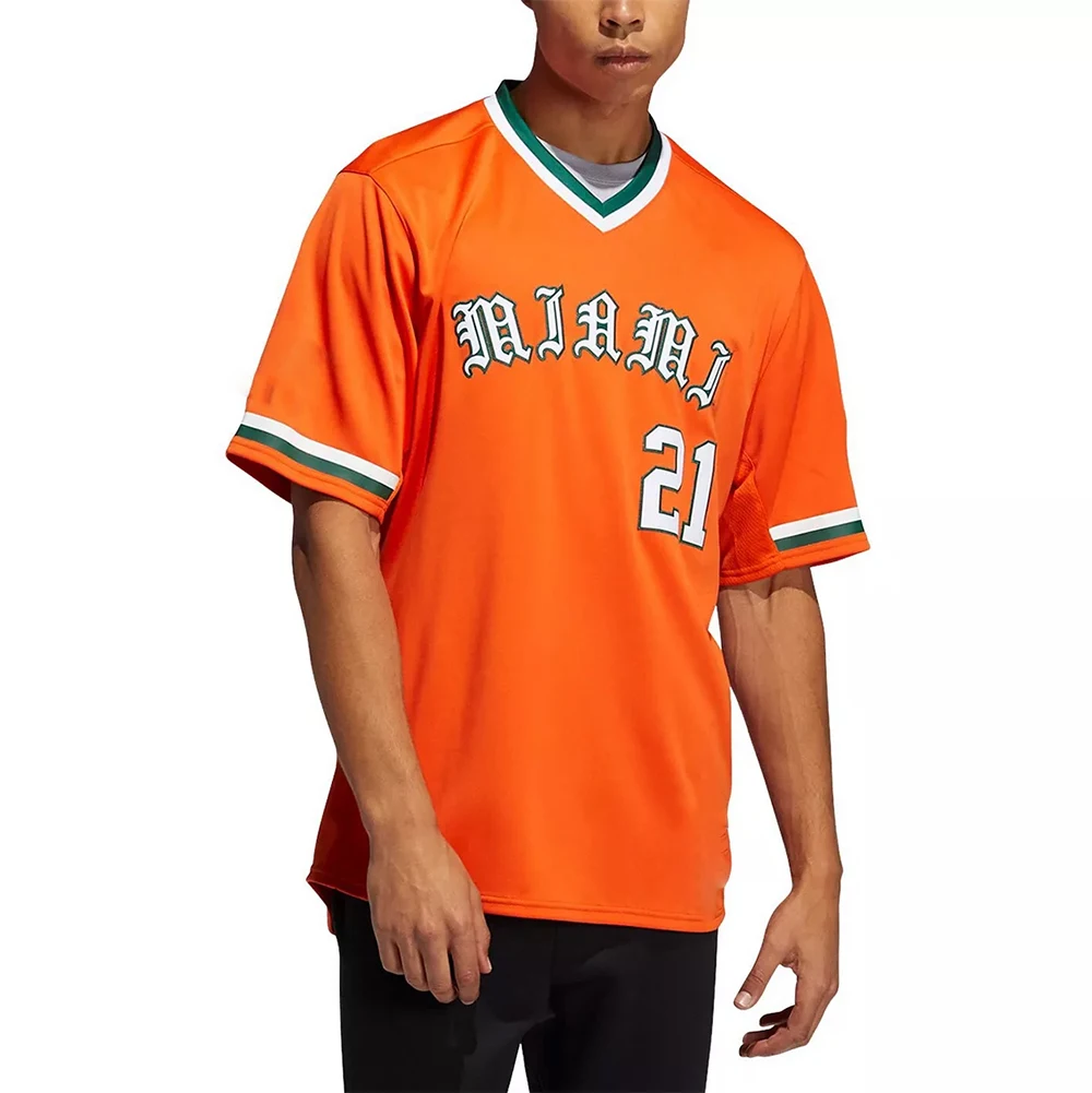Sports Wear Men's Orange Color Baseball Jersey V-neck Polyester Made ...