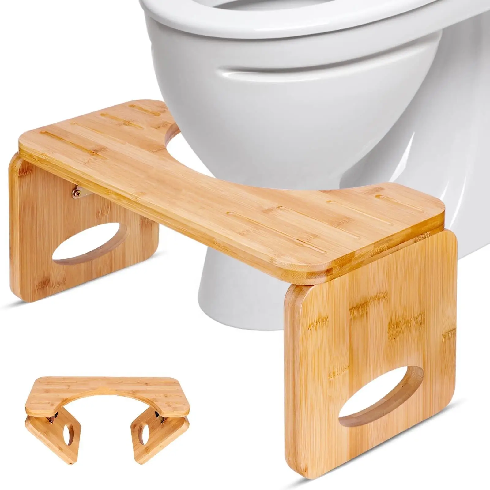 Custom Bamboo Toilet Stool with Round Corner Grinding for Bathroom Poop ...