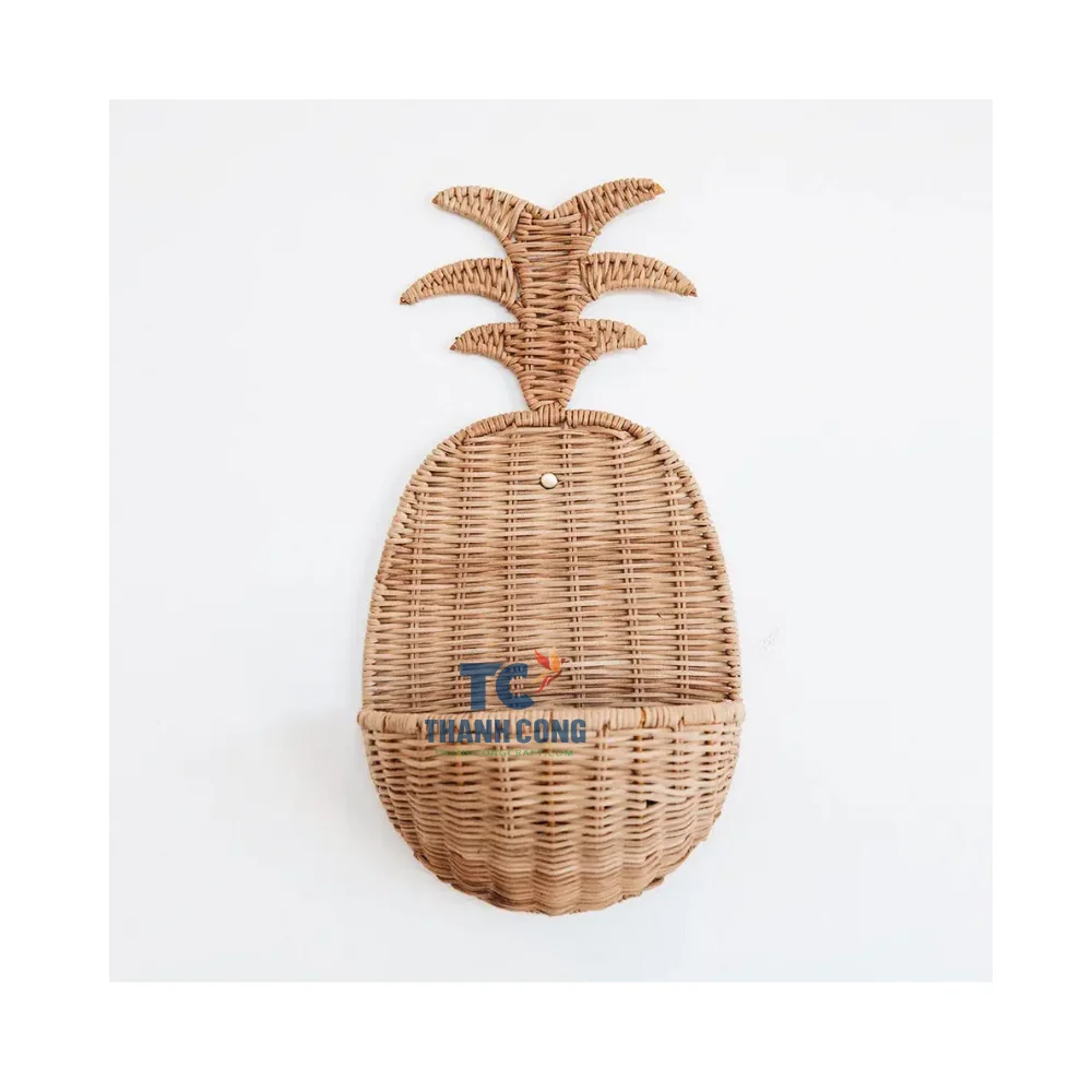 Kids Interior Wicker Rattan Pineapple Wall Basket Hanging for Kids Room ...