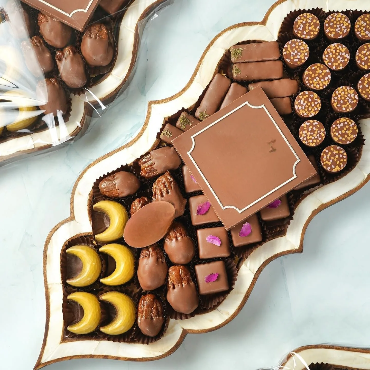 Luxury Chocolate Mother of Pearl Inlay Wooden Tray