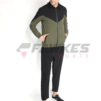 Black Olive-green Color Blocked Tracksuit Customized Training Casual ...