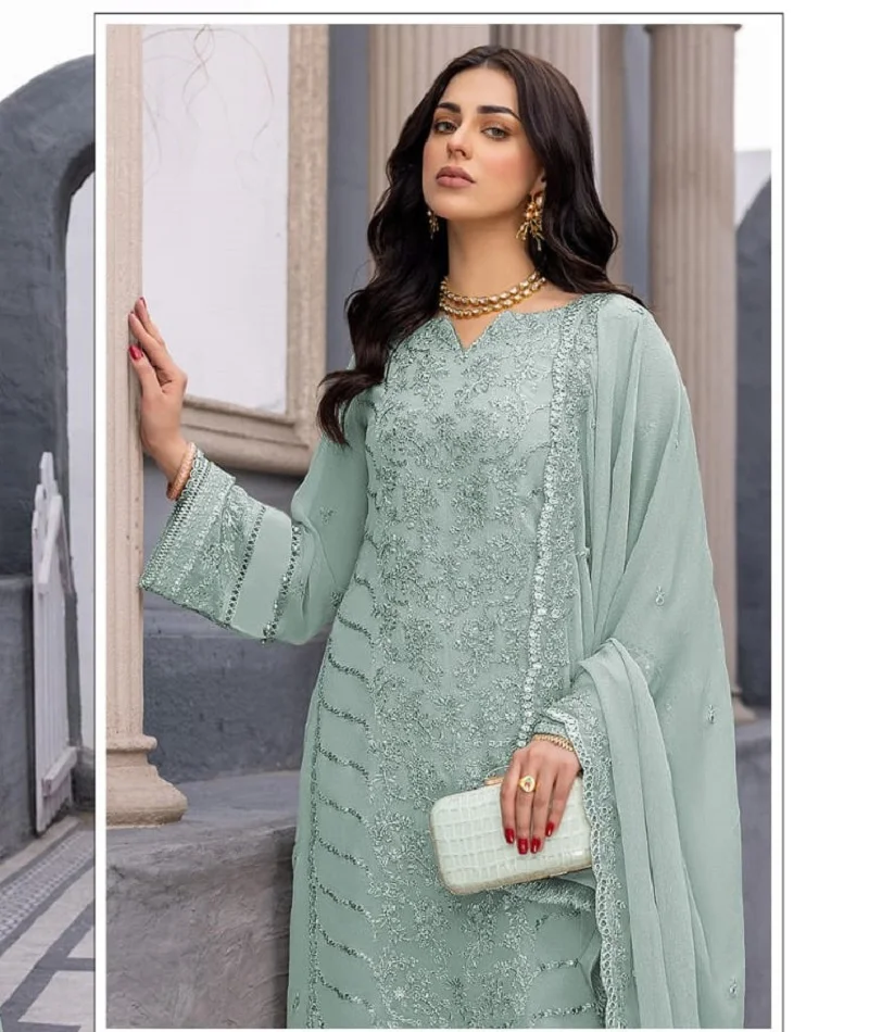 Indian And Pakistani Style Heavy Faux Georgette With Heavy Embroidery ...