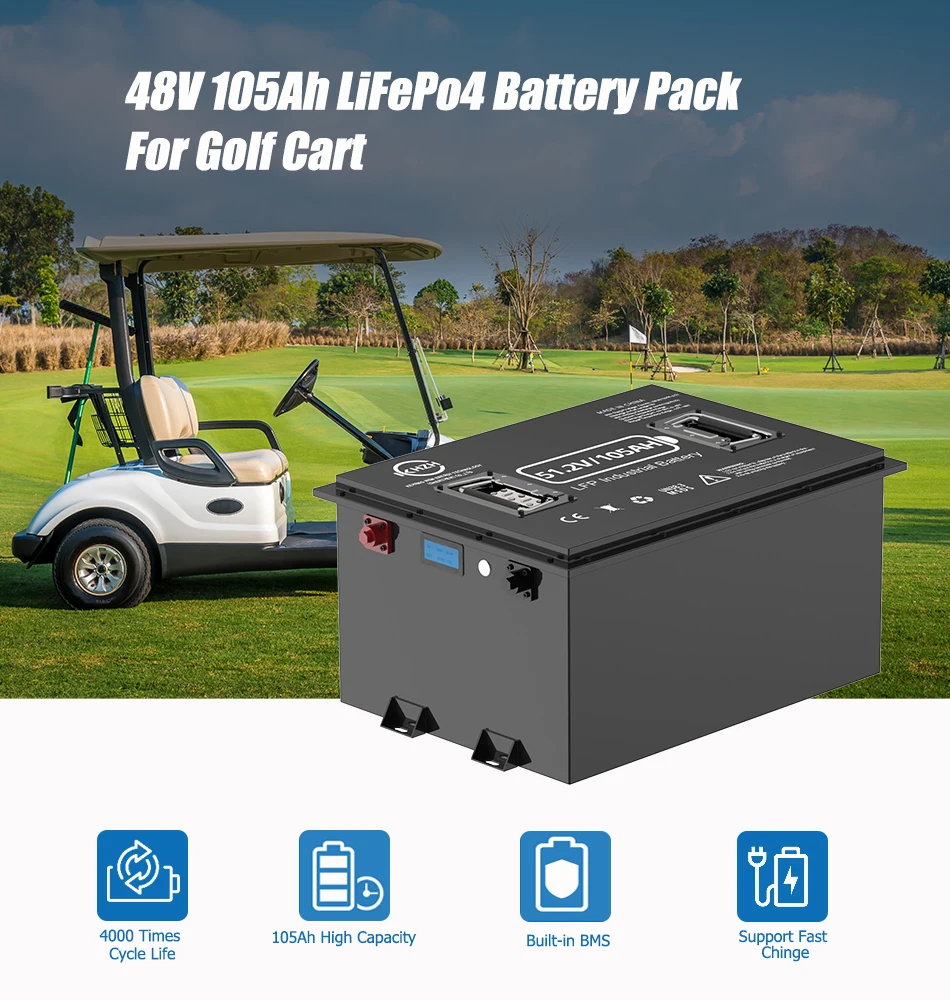 Keheng 51.2v 105ah Electric Golf Cart Lifepo4 Batterie 36v 48v 72v ...