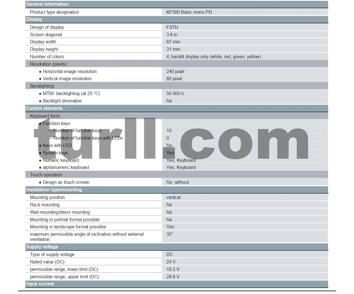Siemens Simatic Hmi Kp300 Basic Mono Pn Basic Panel Key Operation ...
