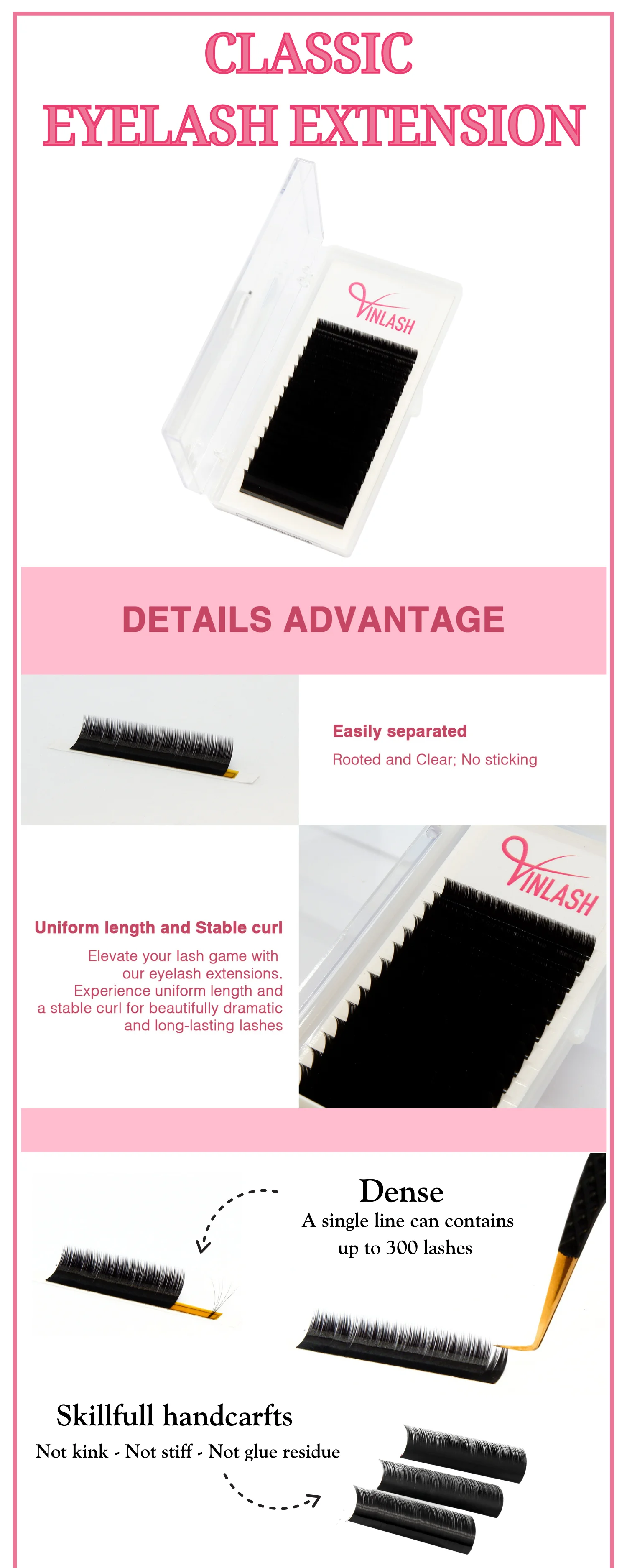 Flat Natural Long D Curl Supplies Classic Eyelash Extension Trays Russian Volume Lash Individual ...