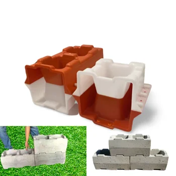 Silicone Plastic Hollow Interlock Beton Brick Mould Make 3d Concrete ...
