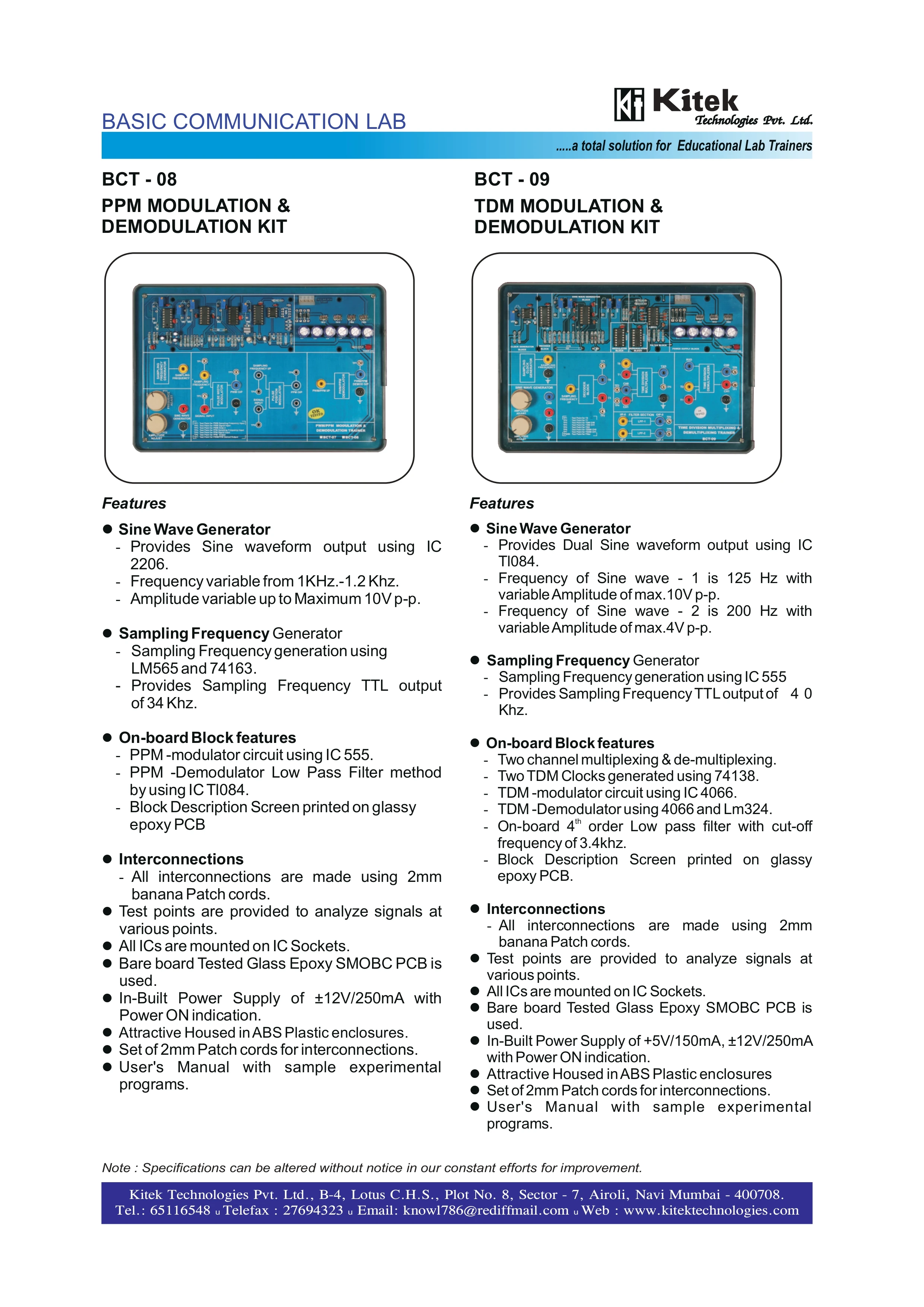 Ppm Modulation / Demodulation Communication Trainer Kit / Communication ...