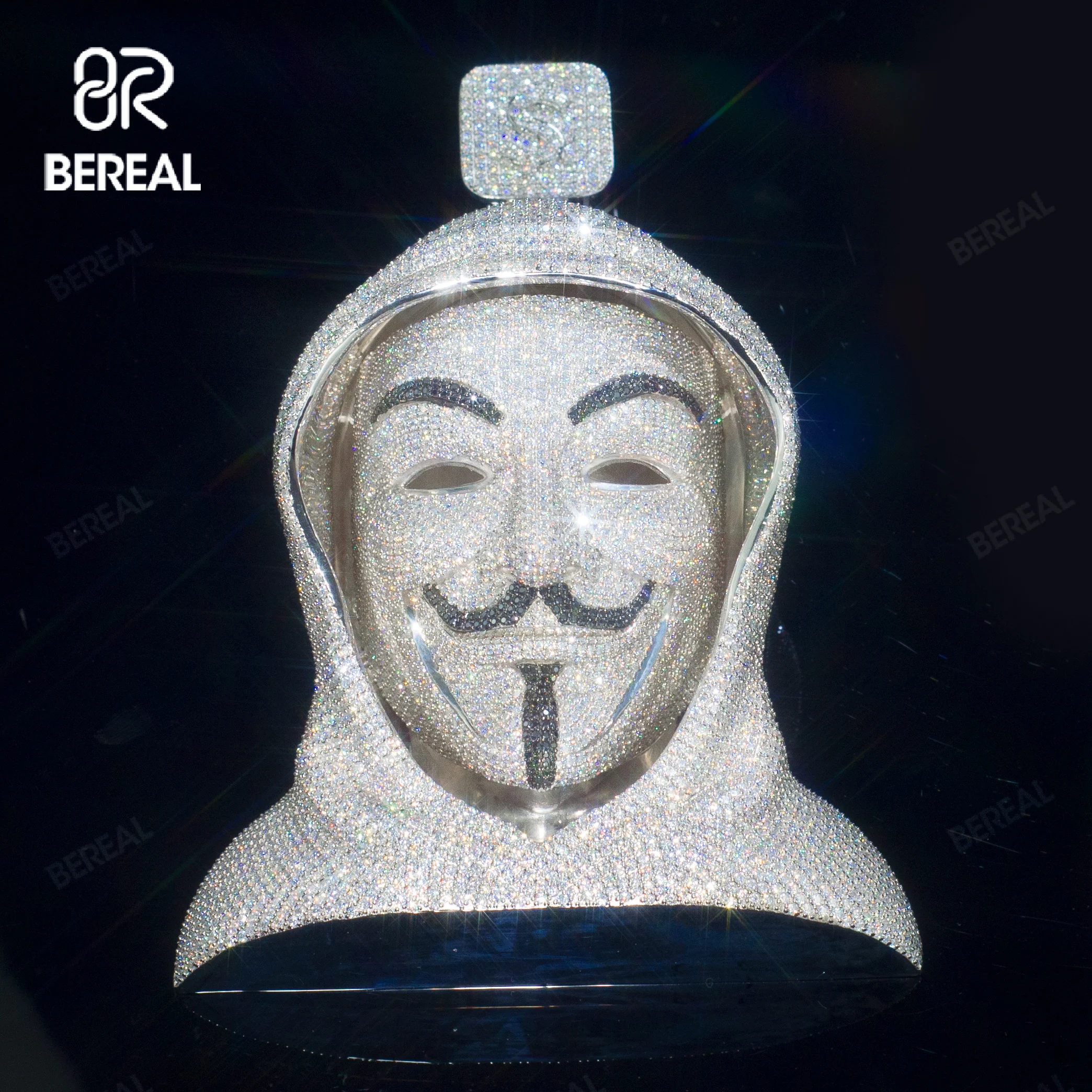 Custom Pendant Vvs Iced Out Moissanite 3d V For Vendetta Cartoon ...