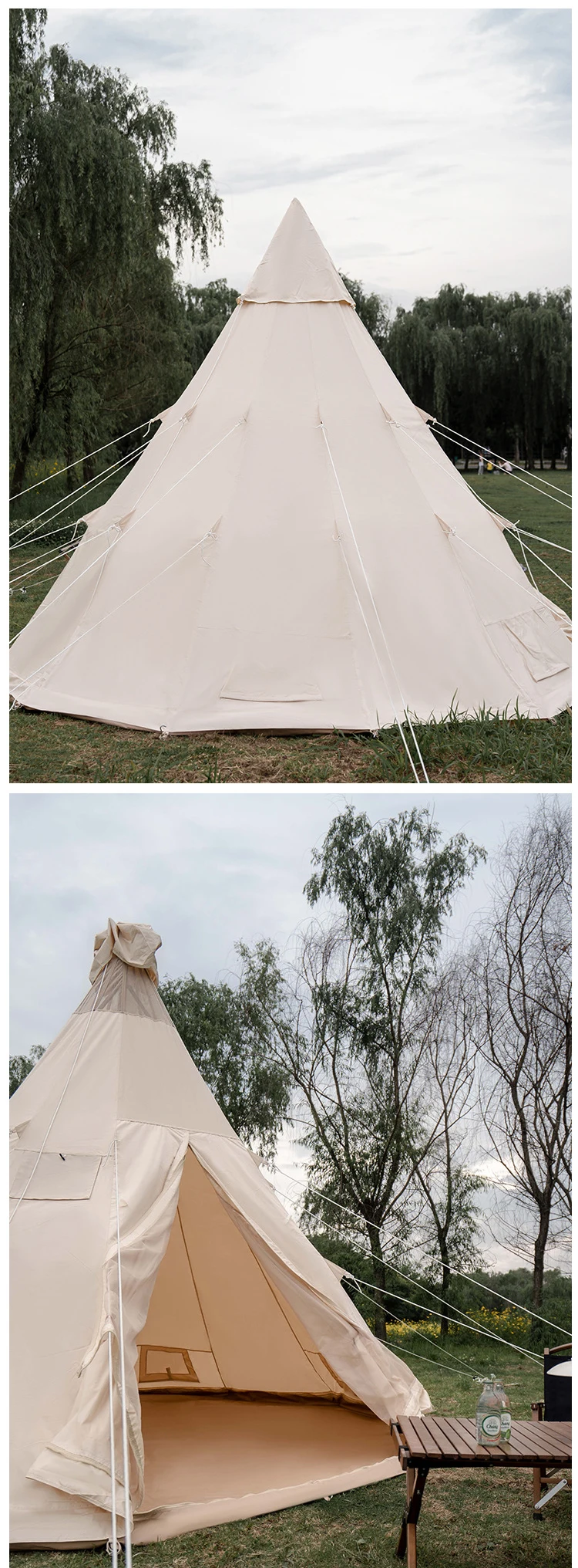 5M*5M*3.5M Indian Tipi Tent Cotton Canvas Pyramid Camping Teepee Tent ...