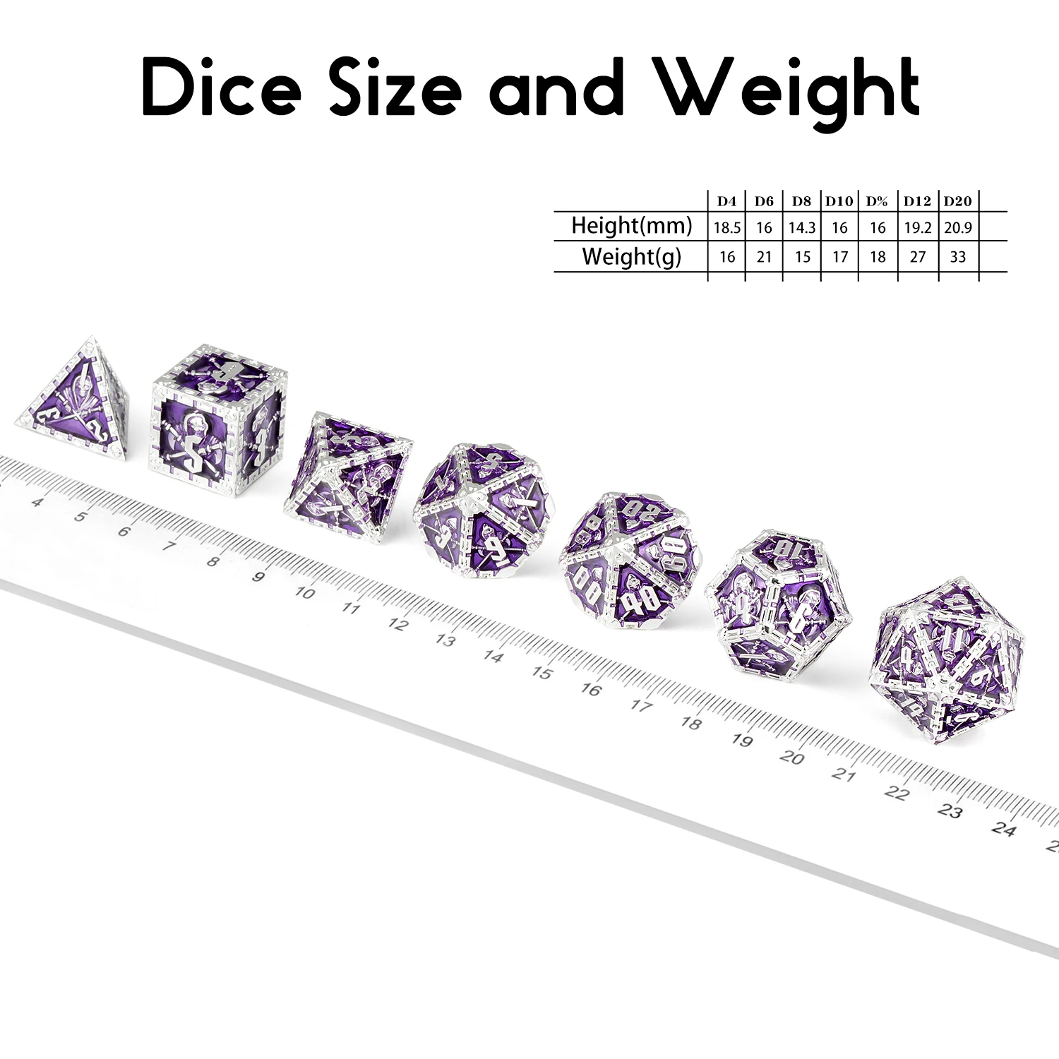 Free Sample DND Metal Dice Set - Custom Reaper D6 D8 D10 D12 D20
