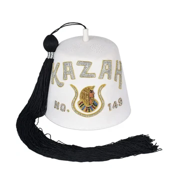 Doi Pha Fez Hat Pure White With Rhinestones International Masons Fez ...