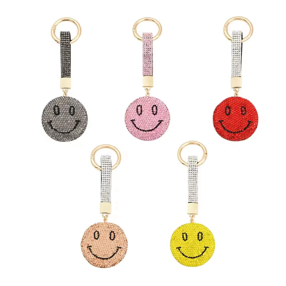 Fashion Full Diamond Smile Face Keychain Luxury Rhinestone Crystal ...