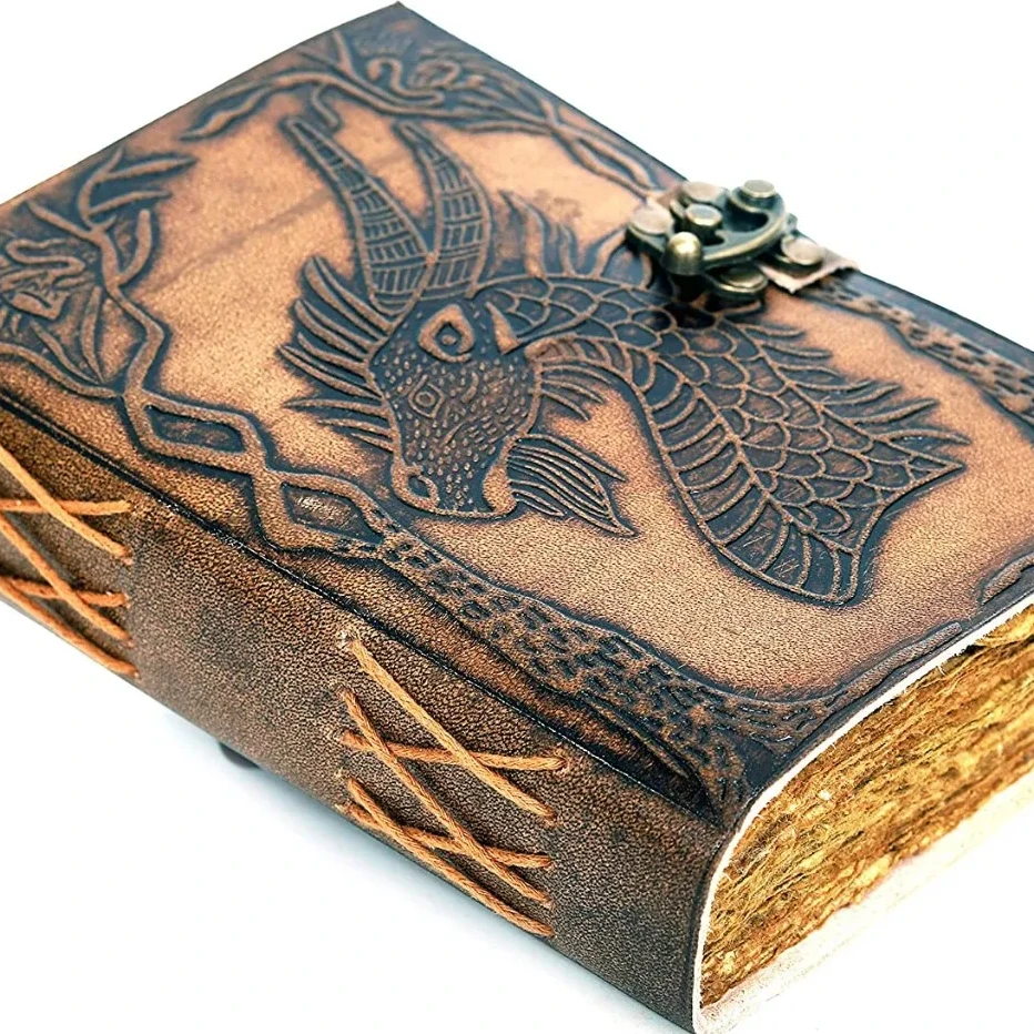 Vintage Leather Journal - Dragon Embossed Handmade Leather Journal With ...