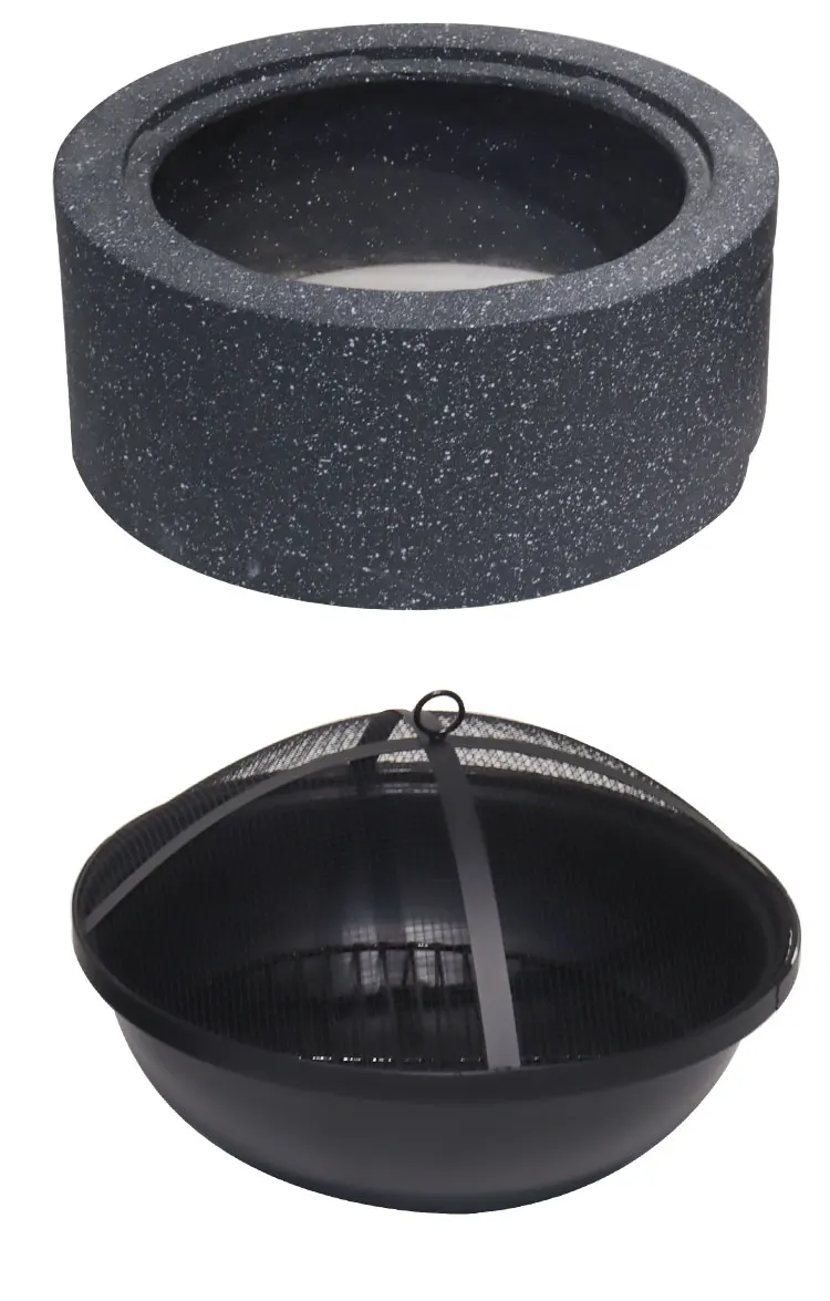Round Woodfire Firepit Mgo Dark Grey Fire Bowl Outdoor Garden Heater ...