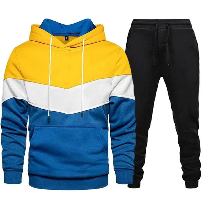 Wholesale Tricolor Men Tracksuits And Collar Hooded And Ribbon Hem And ...