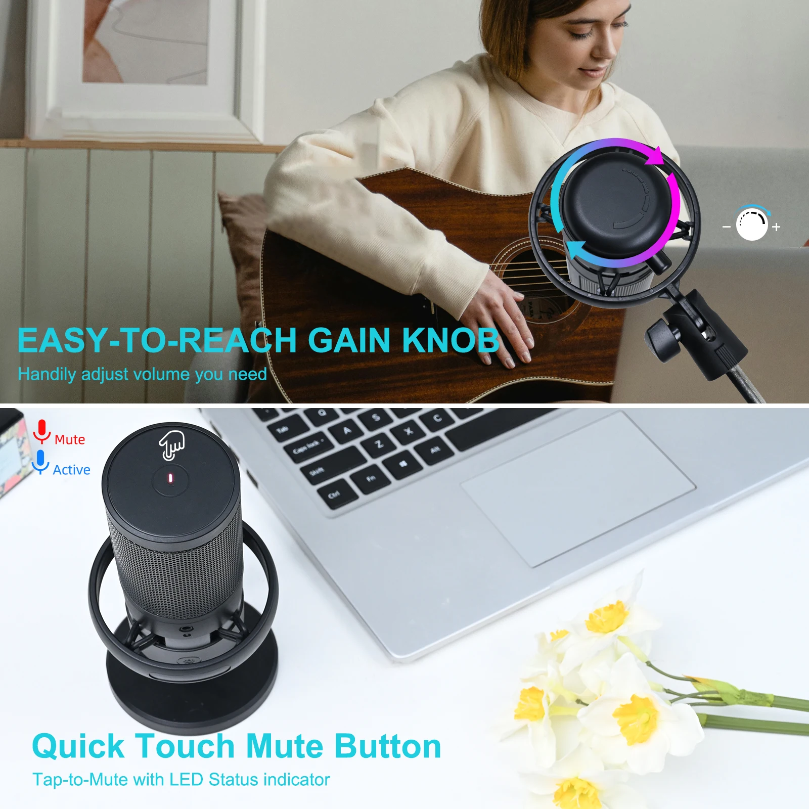 Fifine Gaming Microphone,Usb Pc Mic For Streaming,Podcasts,Recording ...