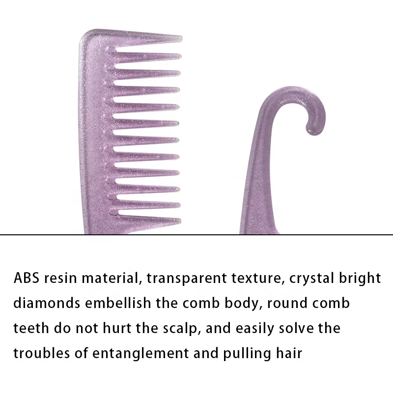 Factory Direct Sale Shower Bath Comb Bling Wide Tooth Hook Plastic Hair ...