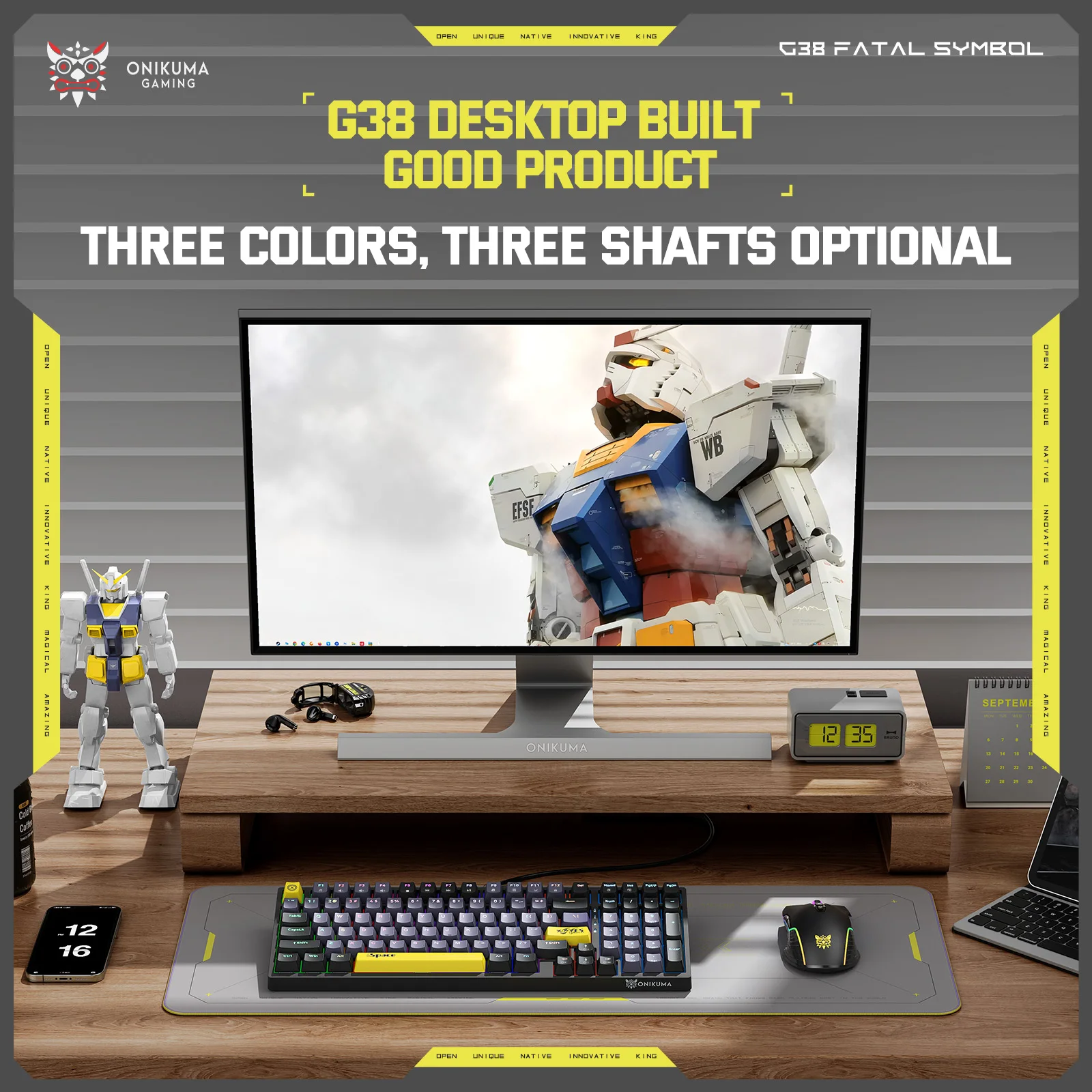 ONIKUMA G38 Gaming Keyboard - Custom Keycaps & RGB Backlit