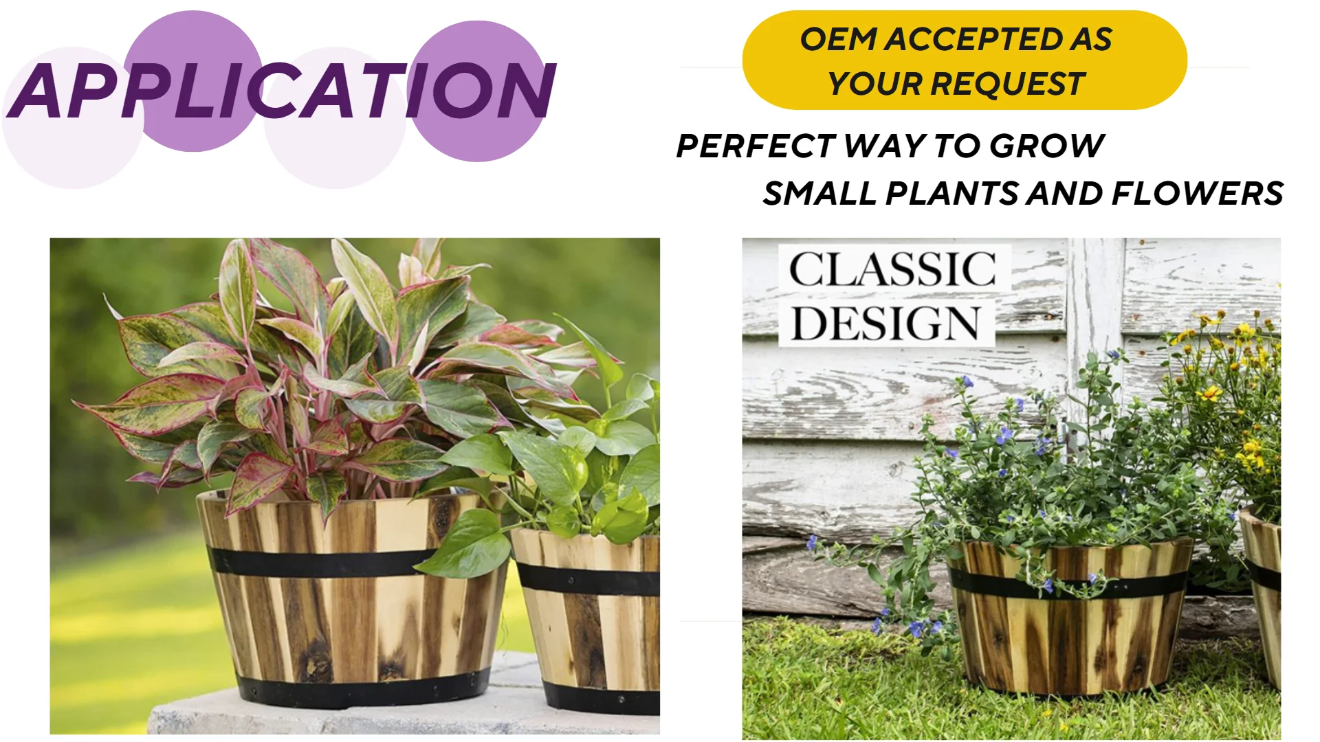 Wholesaler 100% Acacia Wooden Barrels Planters And Flower Bucket With ...