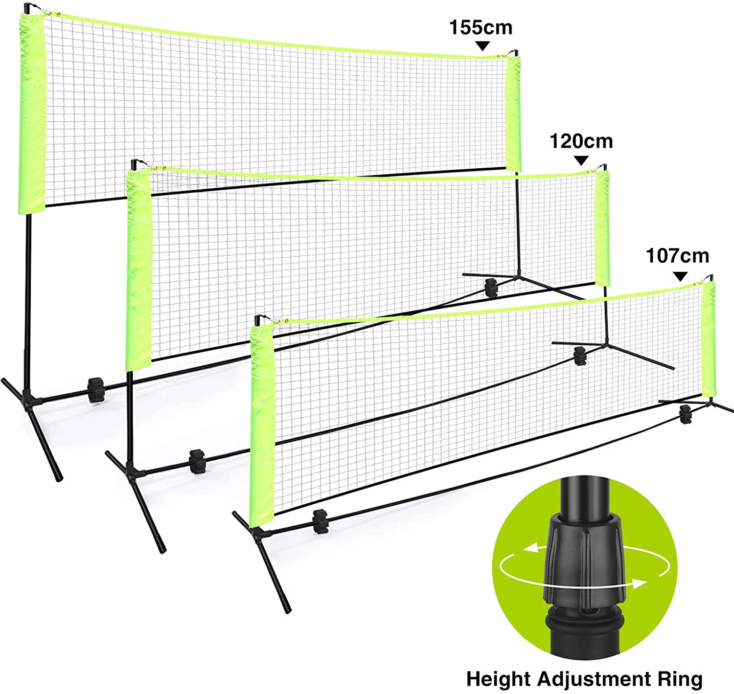 Portable Height Adjustable Tennis Volleyball Soccer Pickleball Net ...