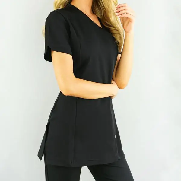 Fashionable Beauty Woman Salon Uniforms Long Tunics Sets Durable Women ...