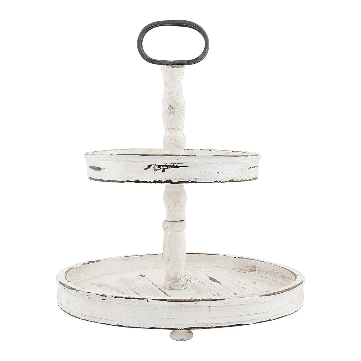 2 Tiered Wooden Farmhouse Rustic Serving Tray Decorative with Handle ...