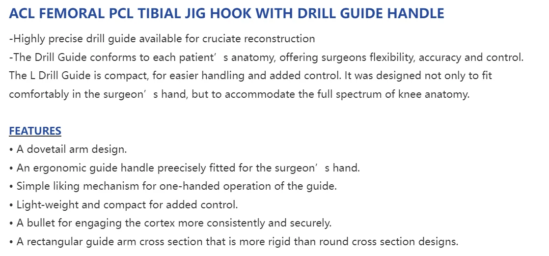 KINEIN JIG ACL PCL TIBIA FEMUR ELBOW RECONSTRUCTION GUIDE