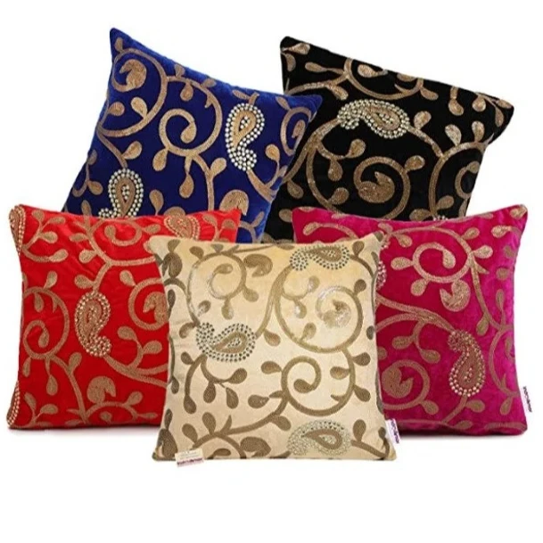 Velvet Cushion Covers With Sequin Embroidery Cushion Covers 16x16 ...