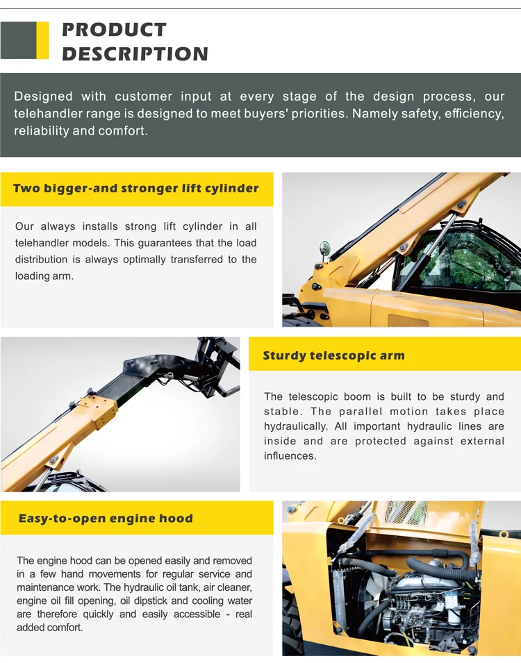 2T Capacity Telescopic Forklift Diesel Engine Powered Agricultural ...