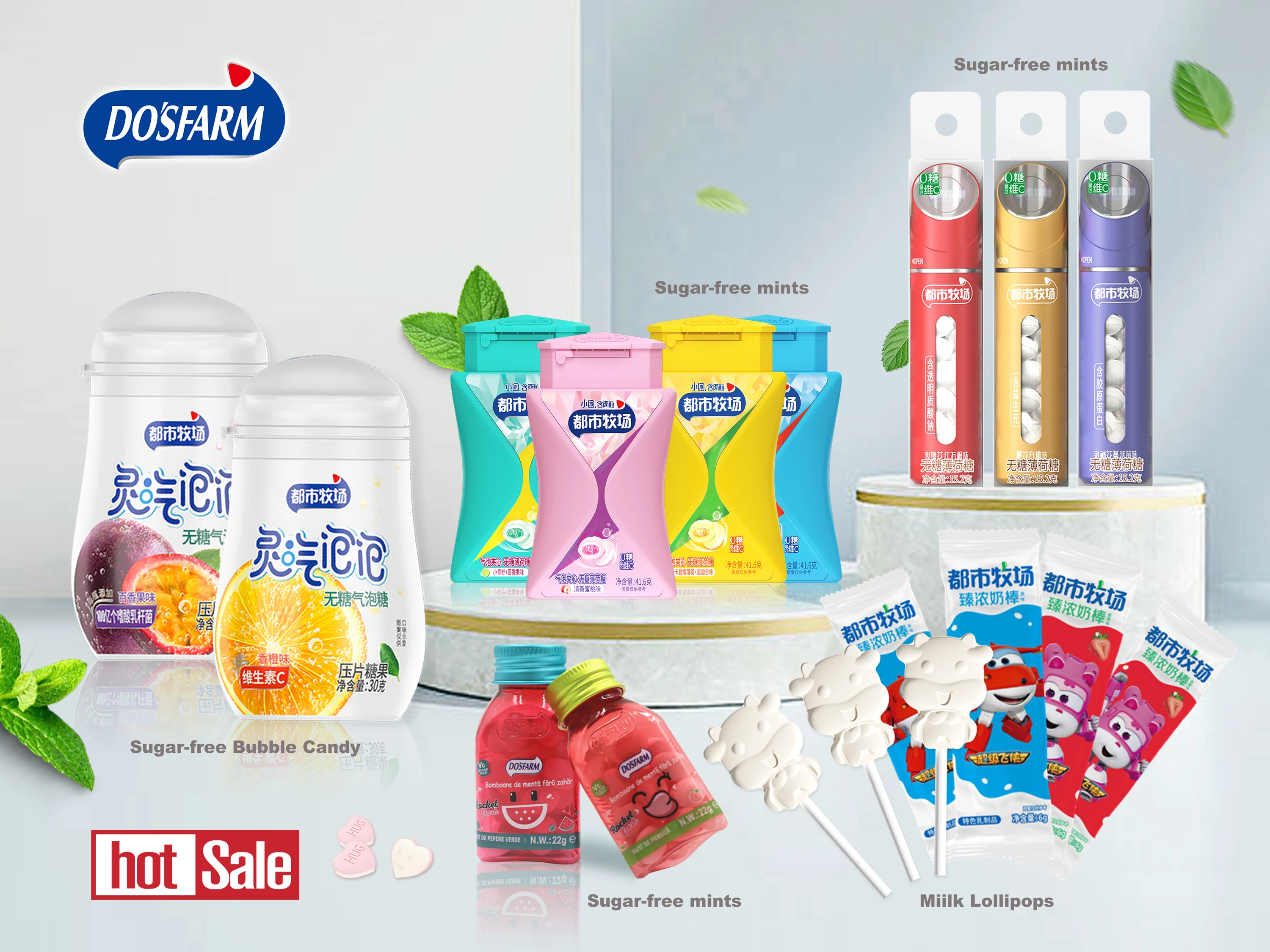 Dosfarm New Healthy Sugar Free Peach Flavor Vitamin C Mint Candy Wholesale