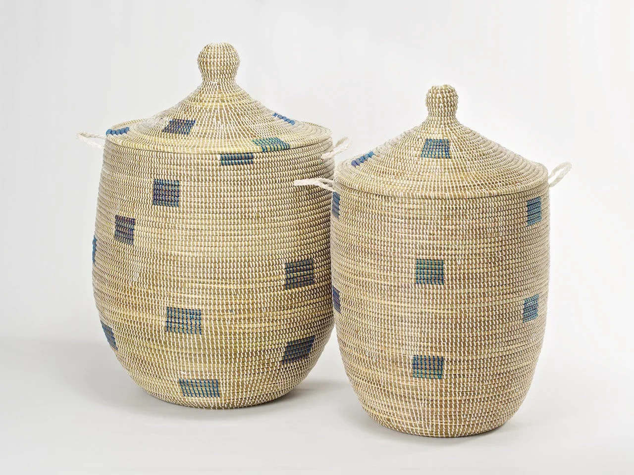 Colorful Straw Seagrass String Laundry Hamper Baskets For Storage ...
