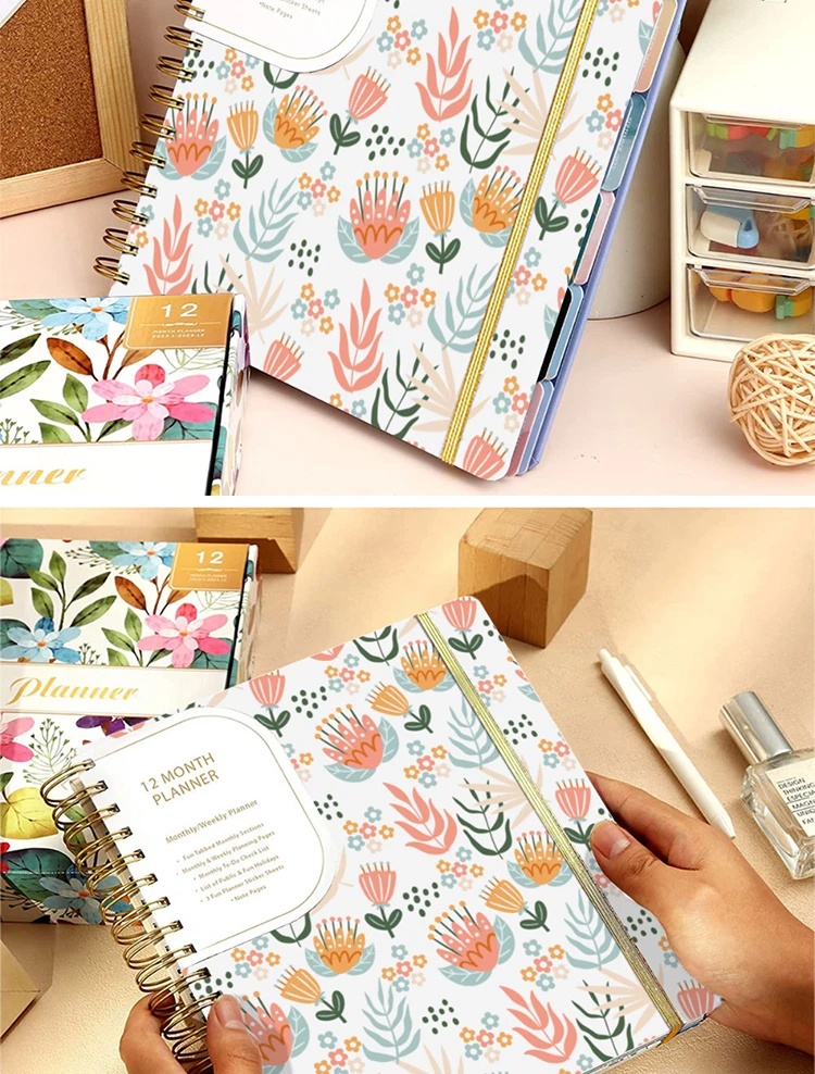 Custom 2025 Planner Spiral Pink Undated Wellness Organizer With Box ...