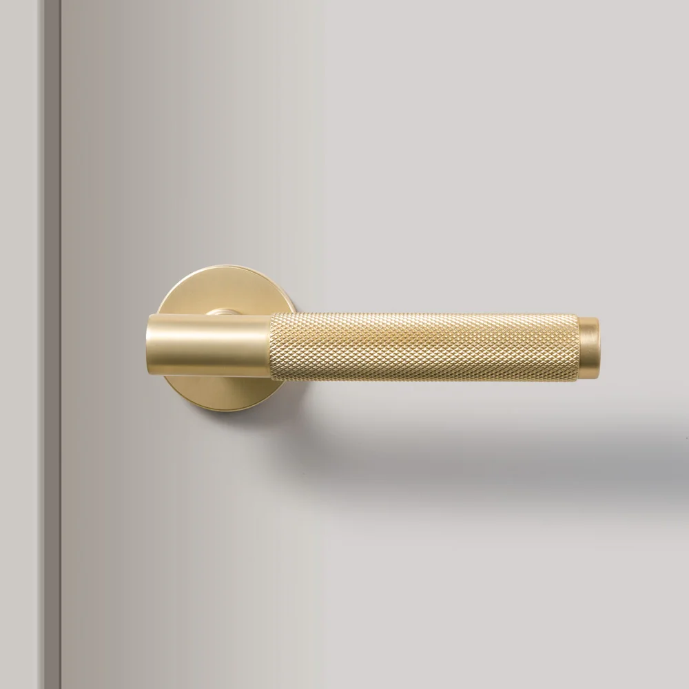 TIDO TEXTURE SERIES KNURLED GOLD SATIN FINISH LEVER DOOR HANDLE ...