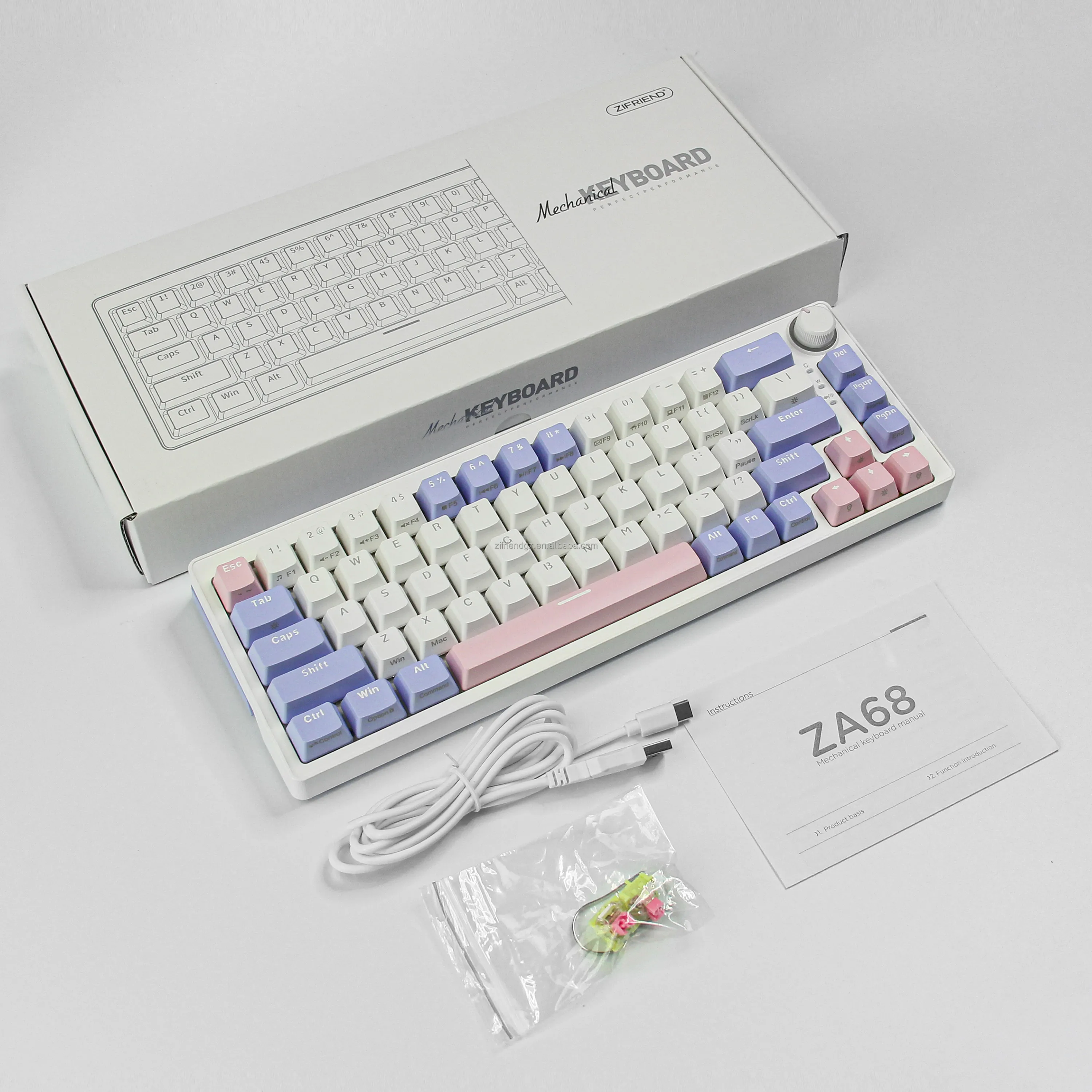 ZIFRIEND ZA68 Wireless 60% Mechanical Hot Swap RGB Gaming Keyboard ...