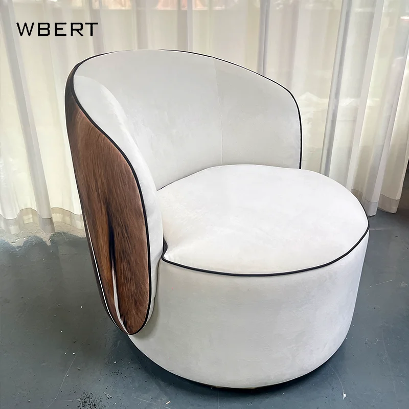 WBERT Luxury Curved Rotating Sofa Chair Single Cloth Fabric for Dining ...