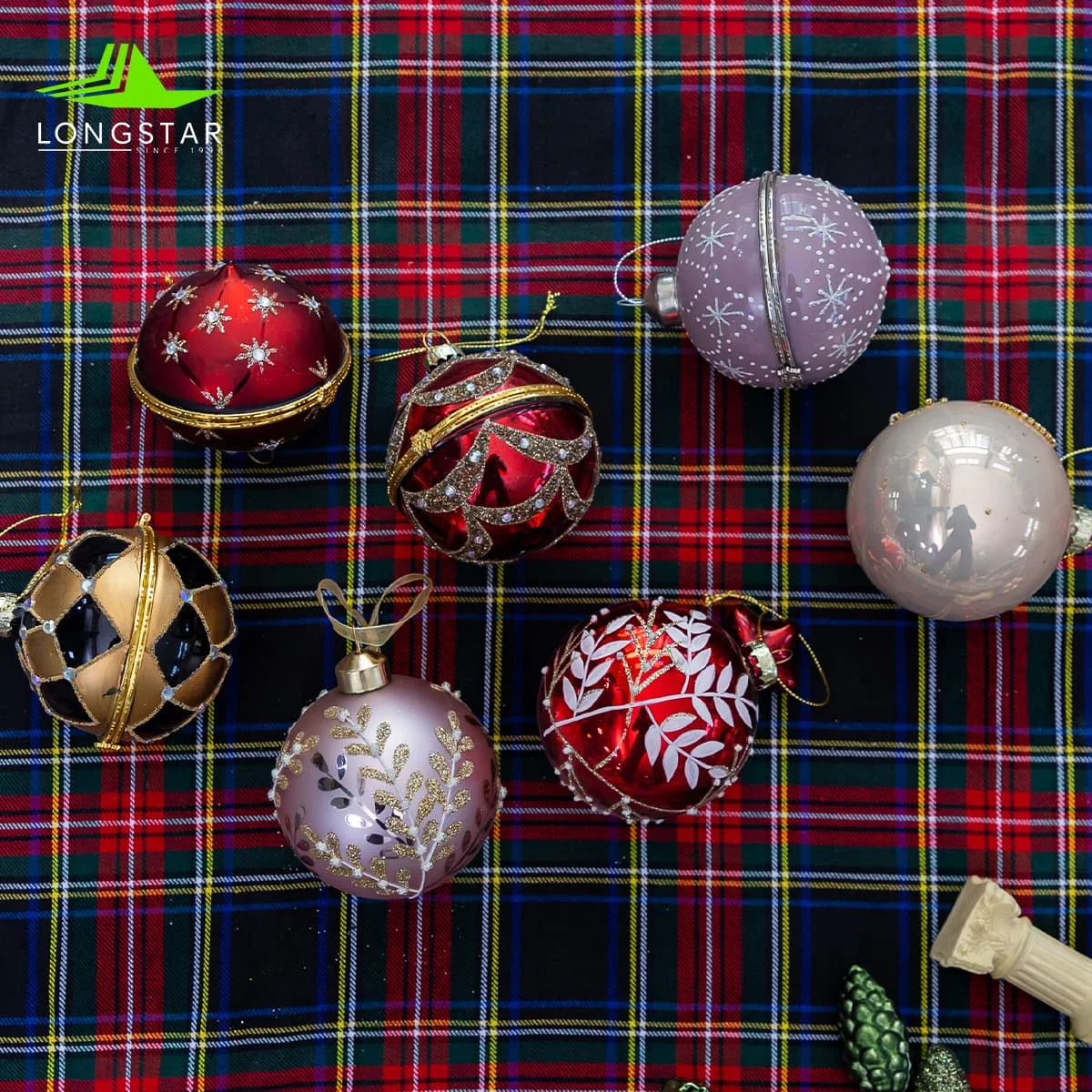 Longstar Sparkling Creations Red Series Glass Bauble Christmas Ball ...