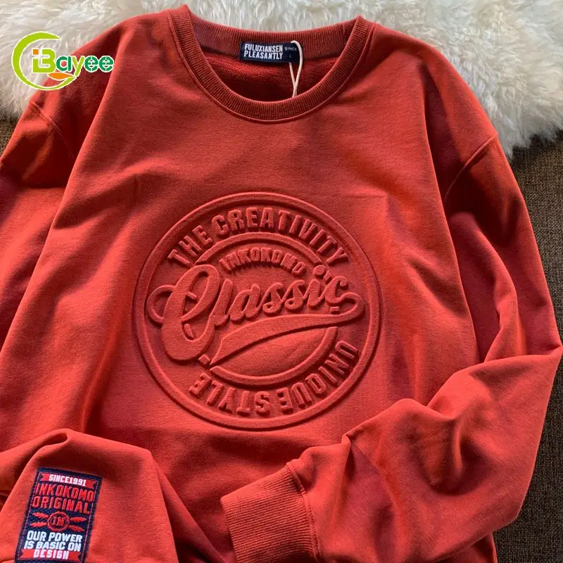 New Style Custom Sweatshirt 3d Embossed Hoodie Crewneck Embossed ...
