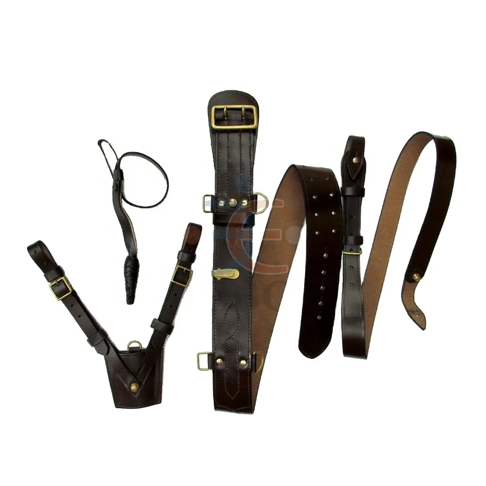 Sam Browne Sword Frog Brown Leather Cross Belt With Adjustable Brass ...