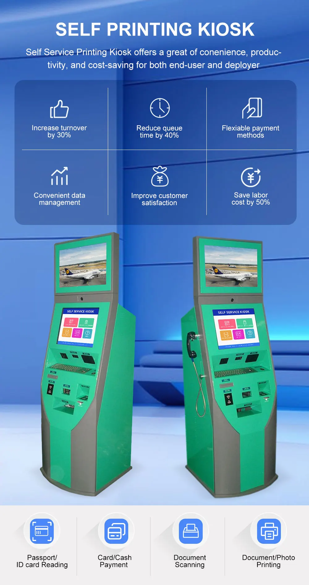 Airport Duty Declaration ticket vending payment machine A4 Document ...