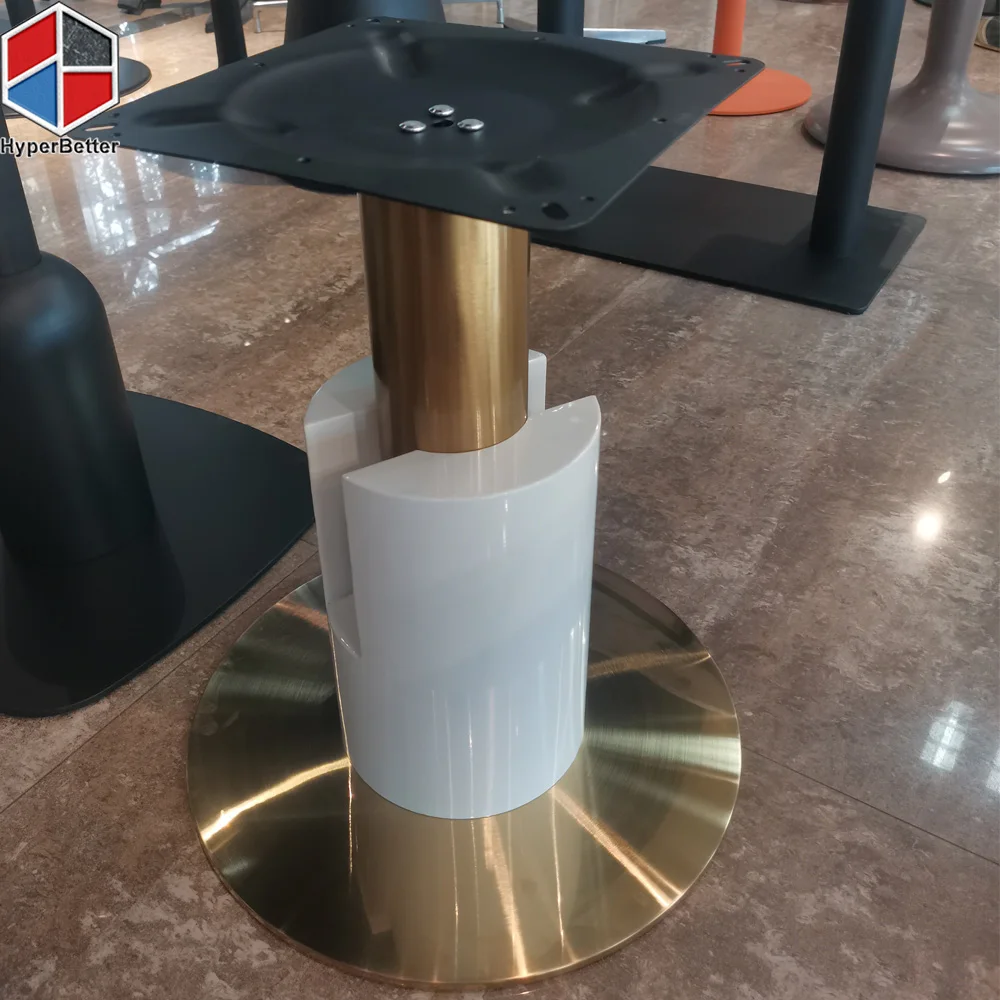 Golden Tube with White Marble Covered Table Bases for Coffee Tables ...