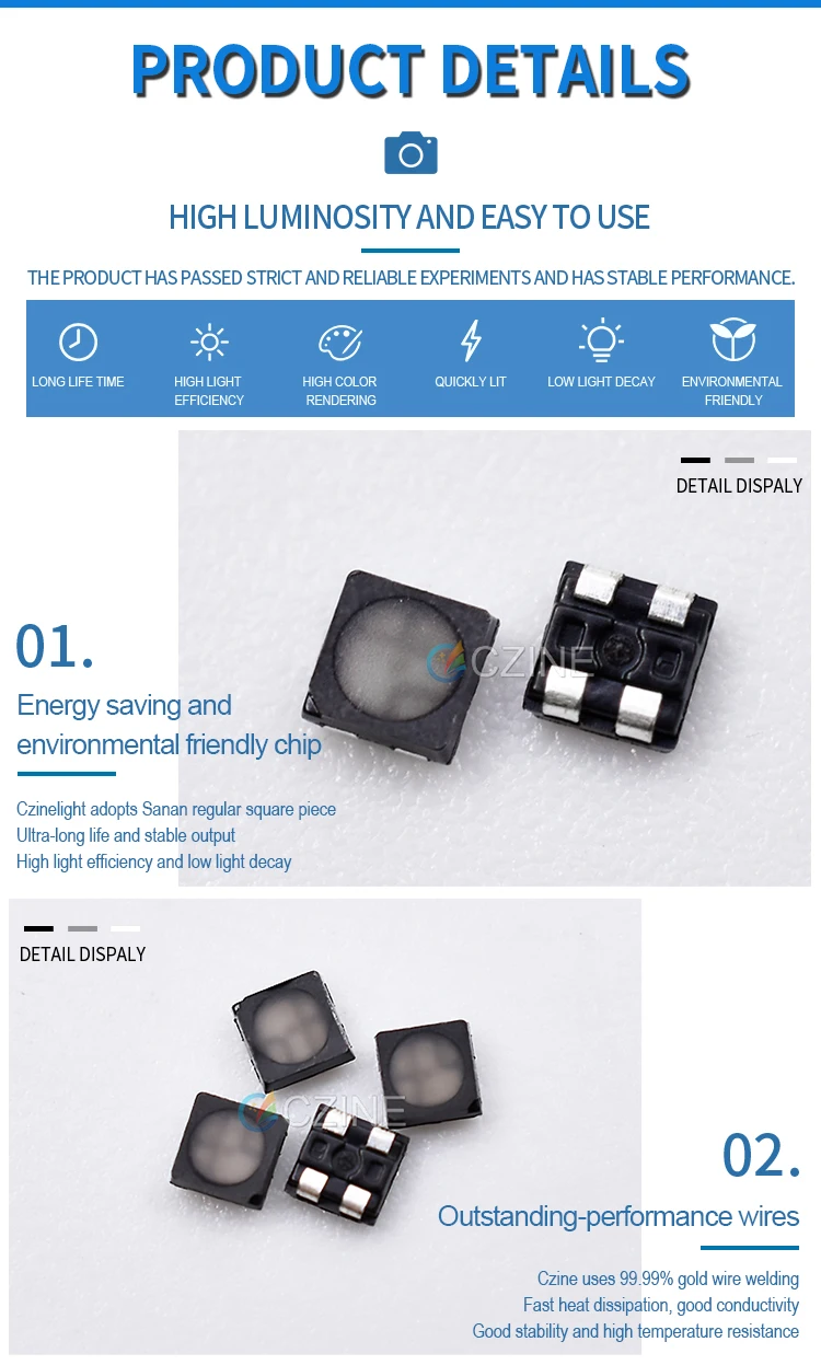 CZINELIGHT SMD 2121 RGB LED Chips - Best for Displays