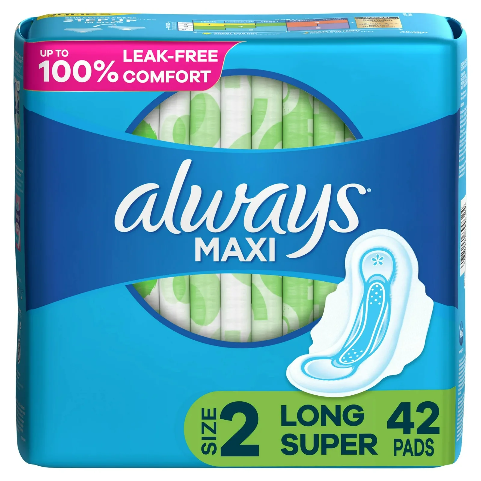 Always Maxi Daytime Pads With Wings,Size 2,Long,42 Ct - Buy Always Pad ...