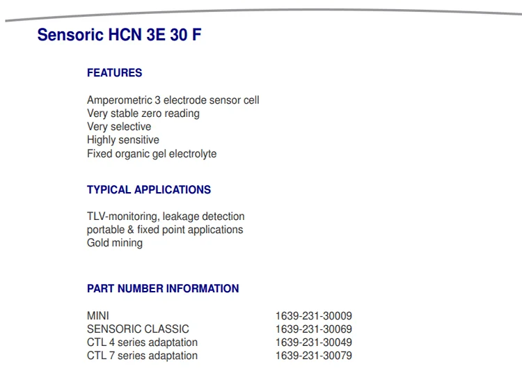 Used For Toxic Gas Leak Detector Hcn 3e 30f 1639-231-30049 City ...
