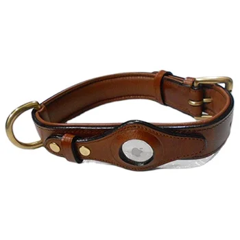 Leather Airtag Dog Collar With Gps Soft Cushion Padding For Dogs Trendy ...