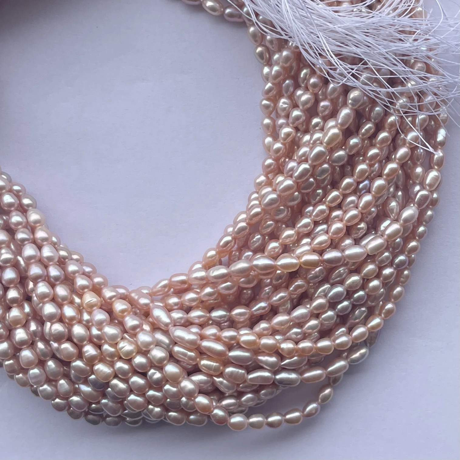 4mm 5mm Natural Rose Pink Color Freshwater Pearl Stone Rice Beads ...