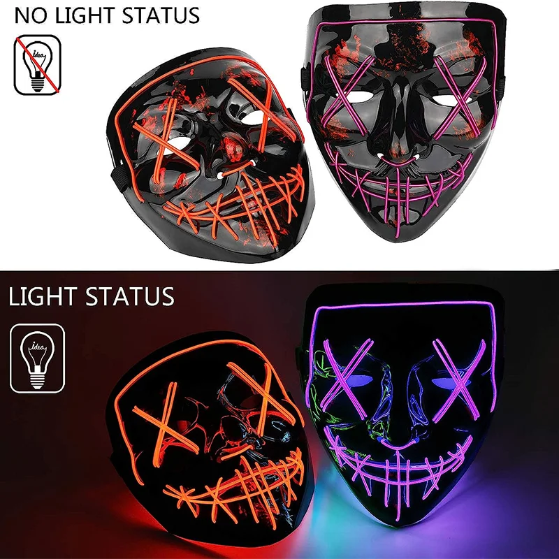 Halloween Luminous Mask Prom Party Luminous Mask Suitable For Halloween ...