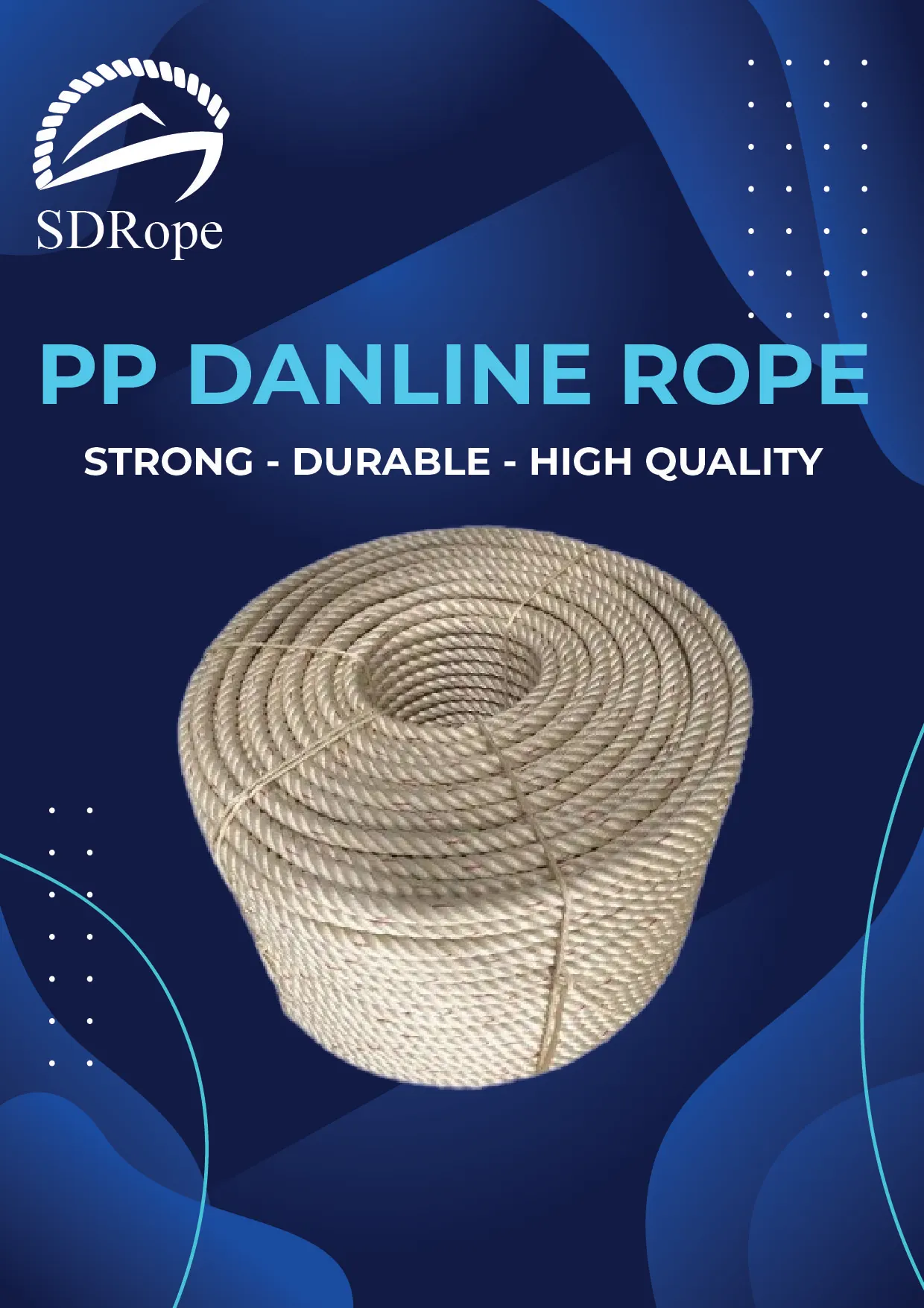 PP danline rope, 16mm 18mm 20mm 22mm 14mm PP rope high strength made in ...
