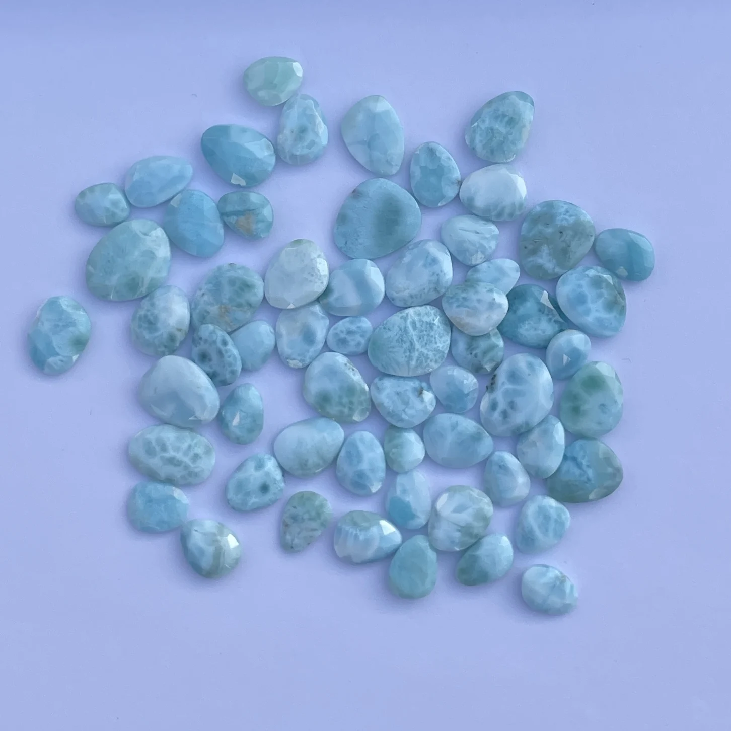 8mm 12mm Natural Blue Green Larimar Faceted Slice Drop Talpe Stone ...